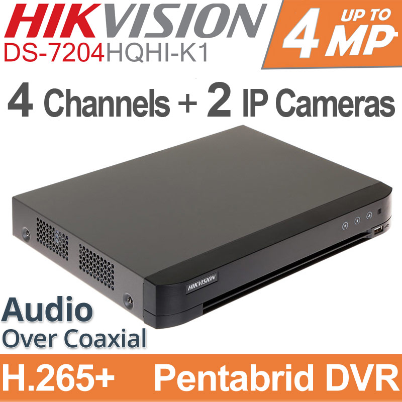 HIKVISION DS-7204HQHI-K1(S) TURBO HD DVR 4 καμερών + 2 IP καμερών H.265 ...