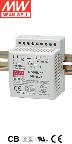 MeanWell DR-45-24 Τροφοδοτικό Ράγας 45W/24V/2A :: Regular Τροφοδοτικά ...