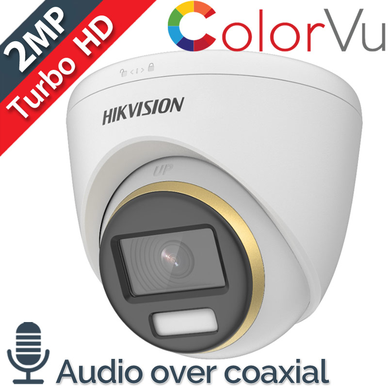 HIKVISION DS-2CE72DF3T-FS 2.8mm 2Mpixels ColorVu (24-Hour Color Image), WDR 130dB, White Light ...