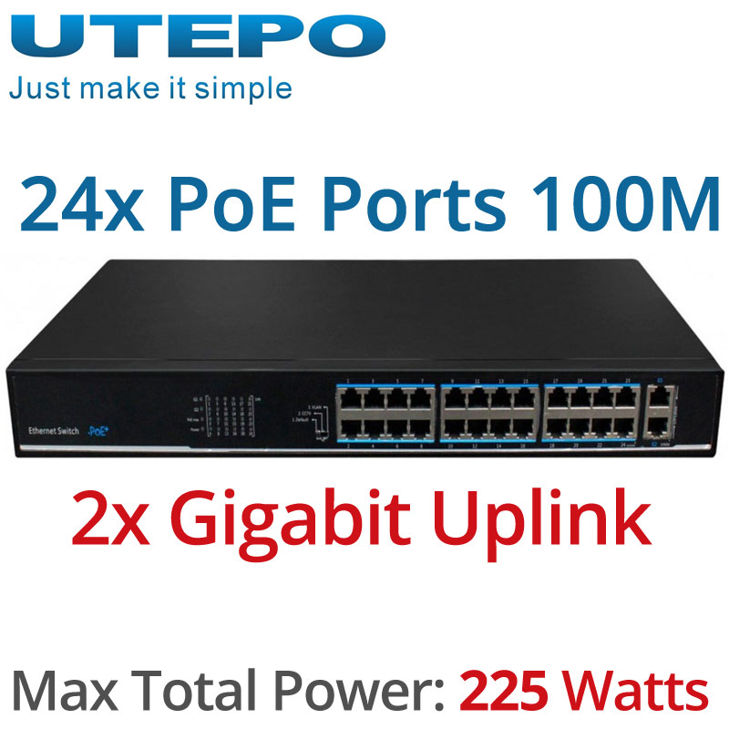 UTEPO SF26P-LM 24-Ports PoE Switch 100M, Unmanaged, 802.3af/802.3at ...